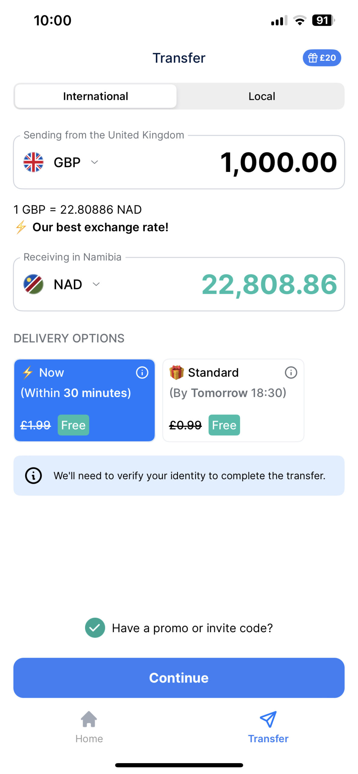 Send money to Namibia from the UK- TransferGo